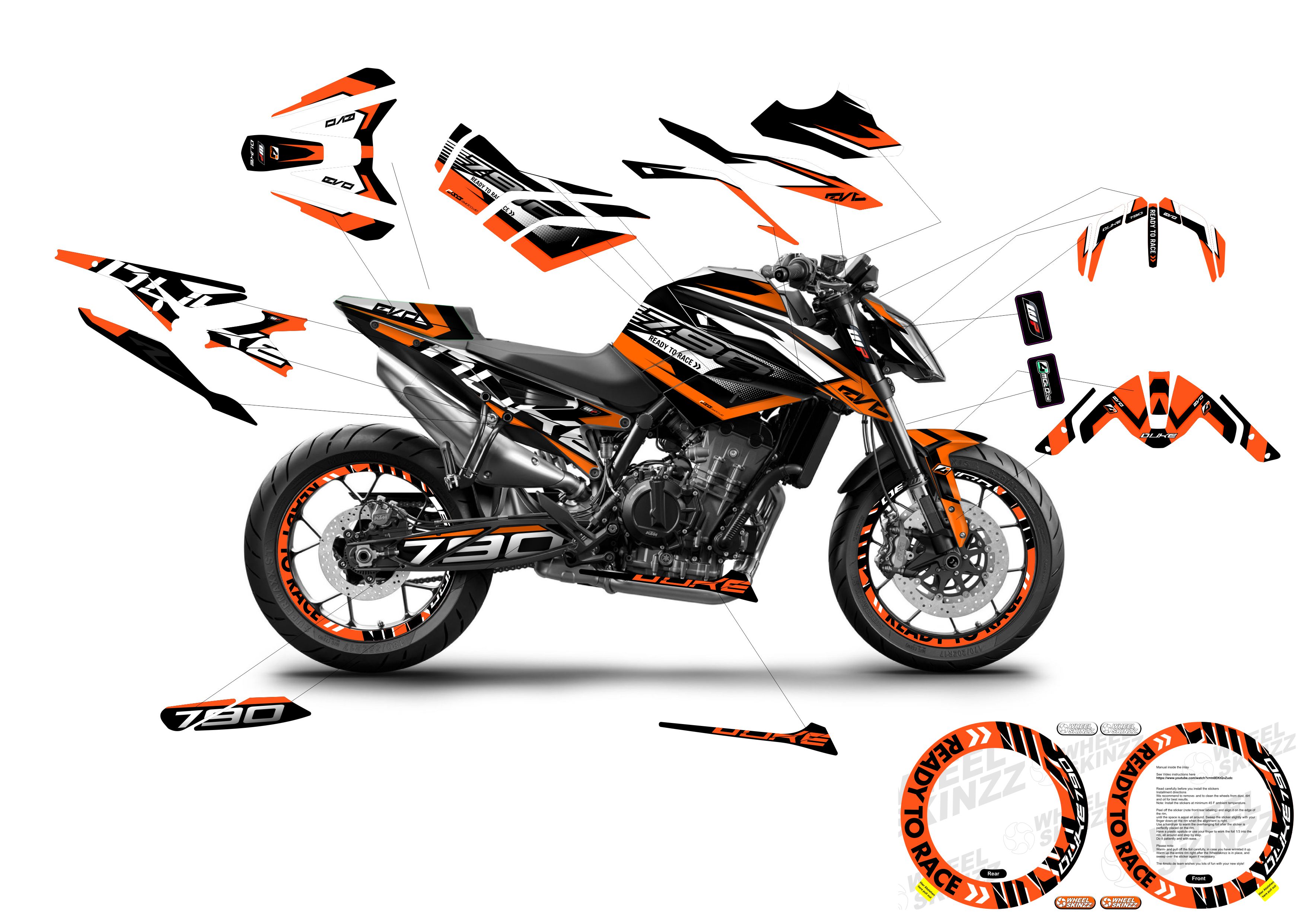4moto® - KTM DUKE 790 ab 2017- Dekor Stickerkit