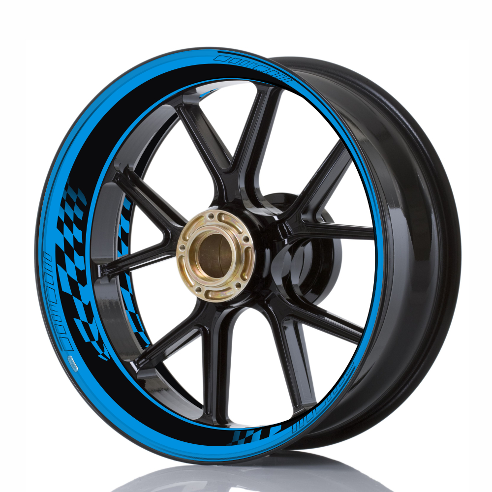 4moto® - Wheelskinzz® "RACE FLAG" Light Blue